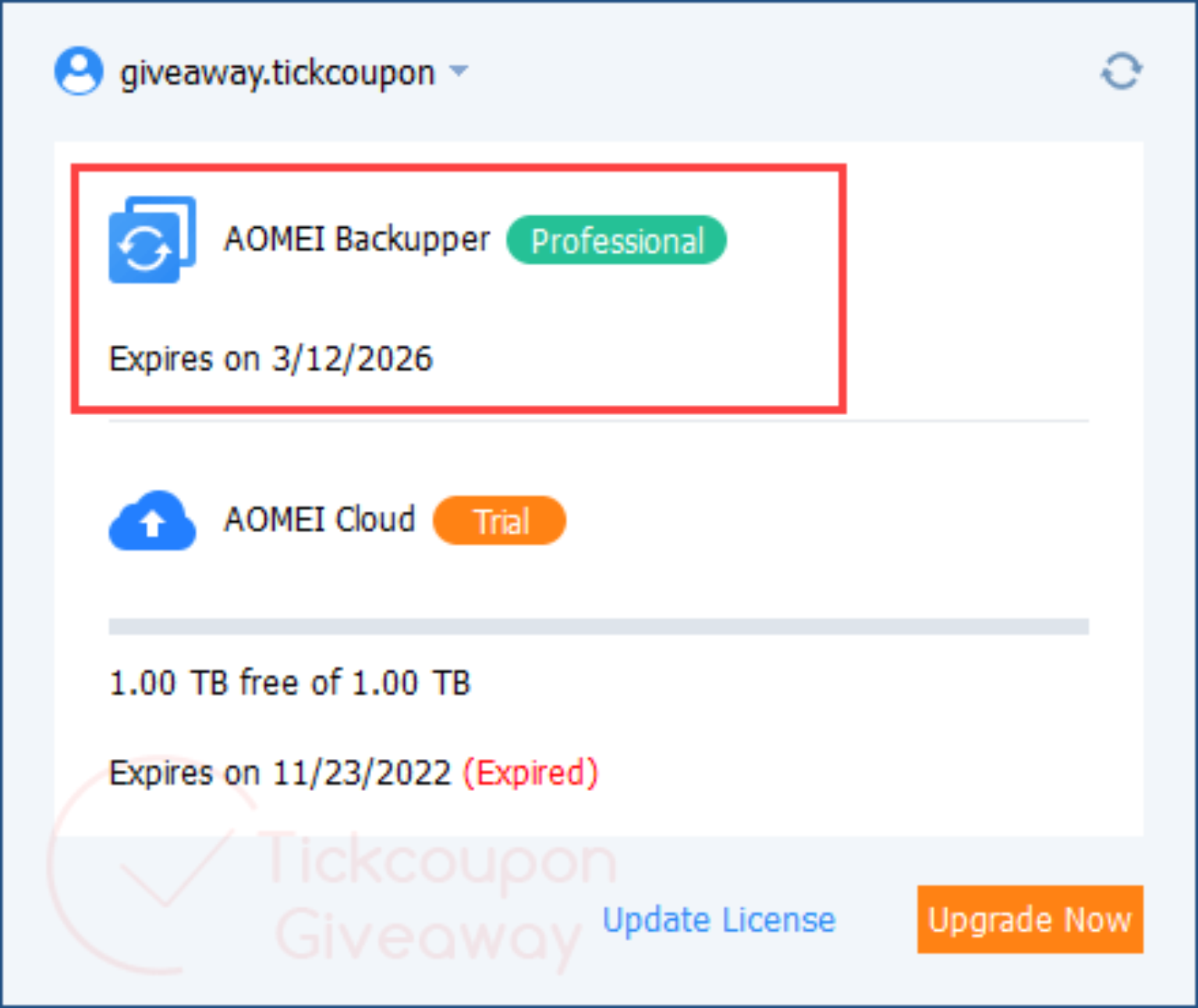 AOMEI Backupper Professional 1-Year License Key Free